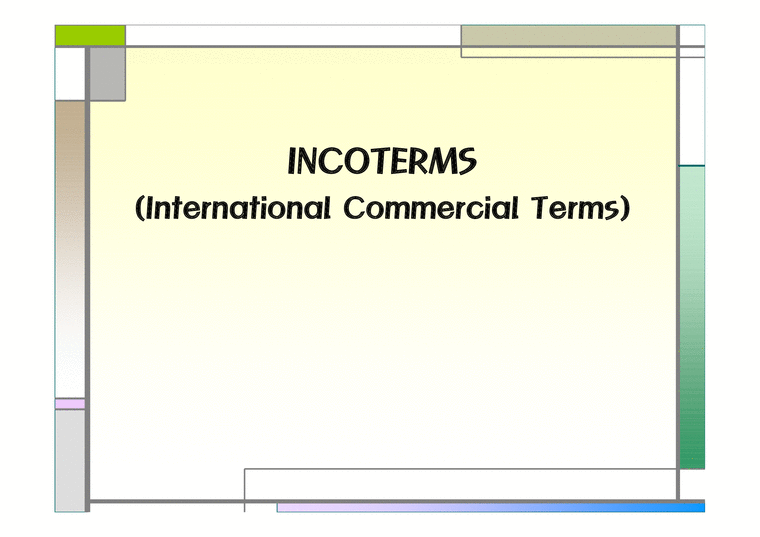 INCOTERMS International Commercial Terms - 인문/교육