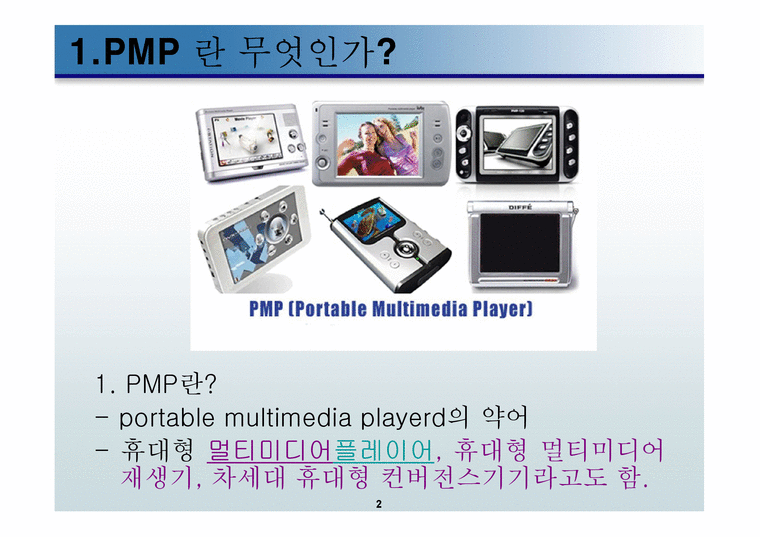 PMP portable multi media playerd란 무엇인가 - 인문/교육