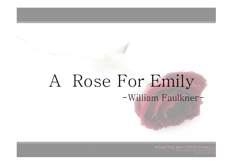 A Rose For Emily -William Faulkner- 작가소개 줄거리 등장인물 - 인문/교육