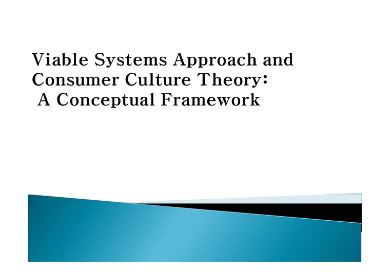 VAT and CCT Viable Systems Approach and Consumer Culture Theory - A ...