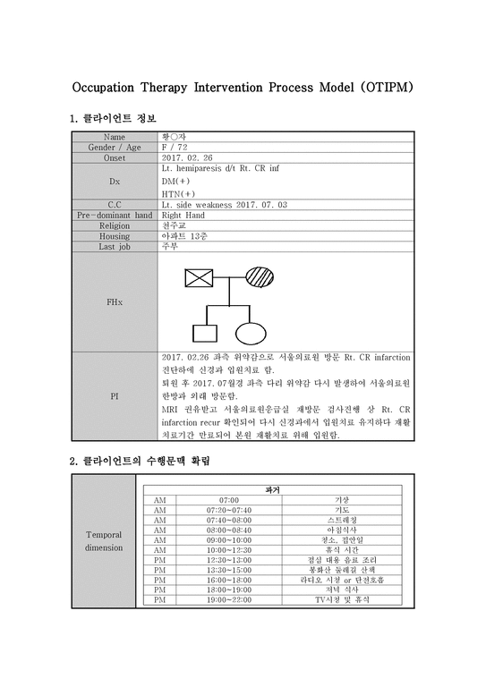 Occupation Therapy Intervention Process Model (OTIPM) - 사회과학