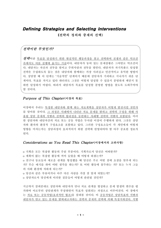 Defining Strategics and Selecting Interventions전략의 정의와 중재의 선택 - 사회과학