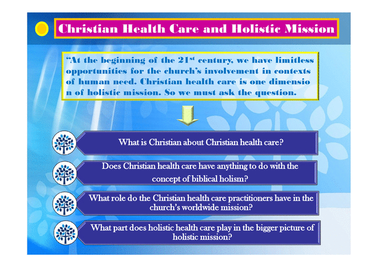 Christian Health Care and Holistic Mission - 인문/교육