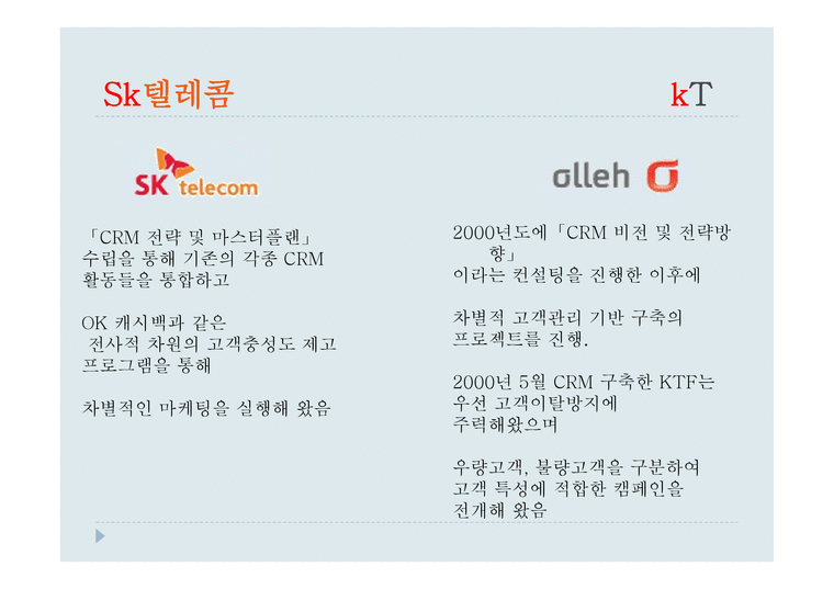 CRM - SK텔레콤과 KT - 경제경영