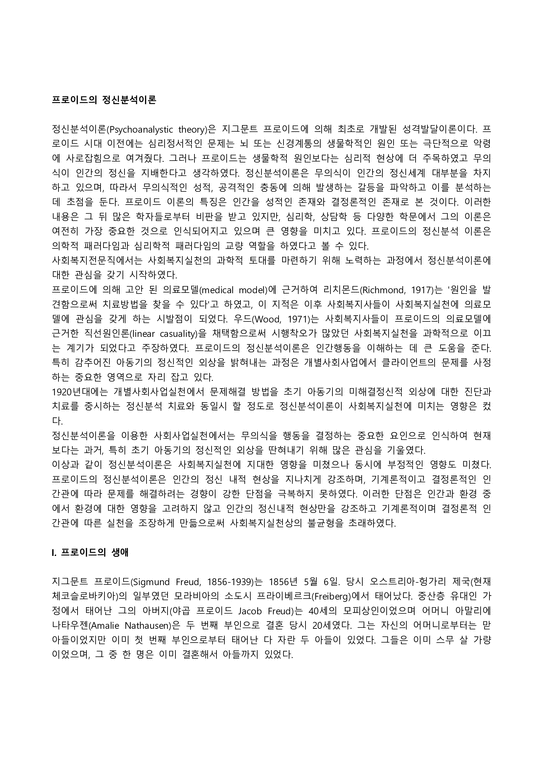 프로이드의 정신분석이론 정신분석이론의 특징과 인간관 지형학적 모형 구조적 모형프로이드의 성격구조 자아방어기제 심리성적발달단계 정신분석치료기법 프로이드이론이 사회복지실천에