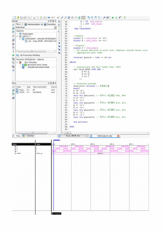 VHDL 실습(XNOR MUX FullAdder 4-bit FullAdder) 결과 - 자연/공학