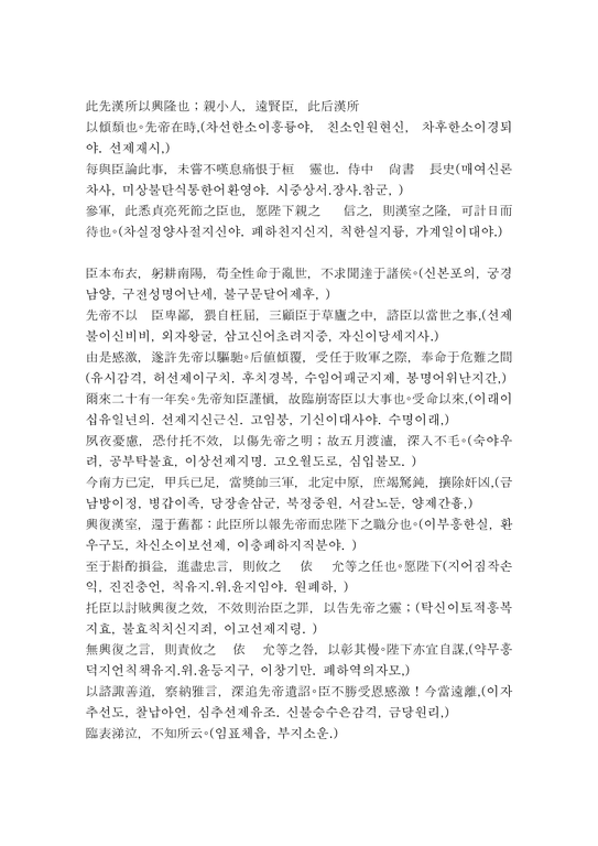출사표 제갈량 - 인문/교육