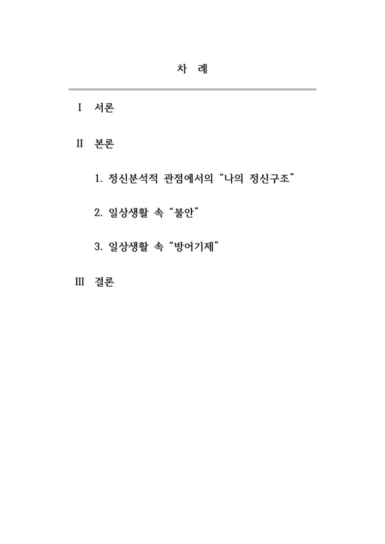 인간행동과사회환경프로이트의 정신분석이론을 바탕으로 한 1 정신분석점 관점에서의 본인의 정신구조 2 일상생활 속 프로이트 불안의 예시 3 일상생활 속 방어기제 인문교육