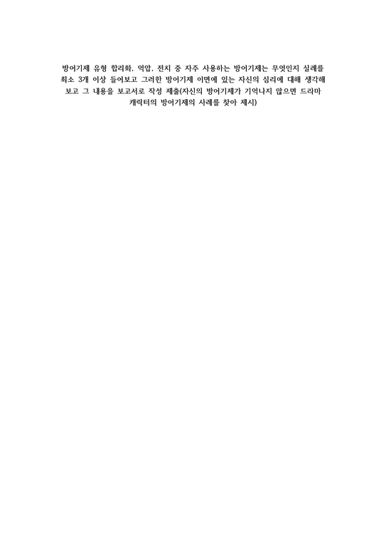 방어기제 유형 합리화 억압 전치 중 자주 사용하는 방어기제는 무엇인지 실례를 최소 3개 이상 들어보고 그러한 방어기제 이면 사회과학