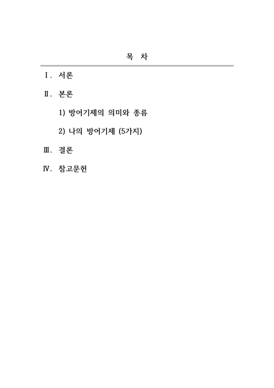 사회복지실천기술론방어기제의 의미와 종류에 대해 이론적으로 설명하고 본인의 경우 어떤 방어기제를 어떠한 상황에서 어떻게