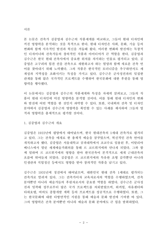 근현대 특정 시기를 선정하여 사회문화적 배경과 특성을 기술하고 선정 시기의 건축가 또는 디자이너 2명의 작품세계를 비교하고 현대 디자인에 끼친 그들의 영향력을 분석하시오