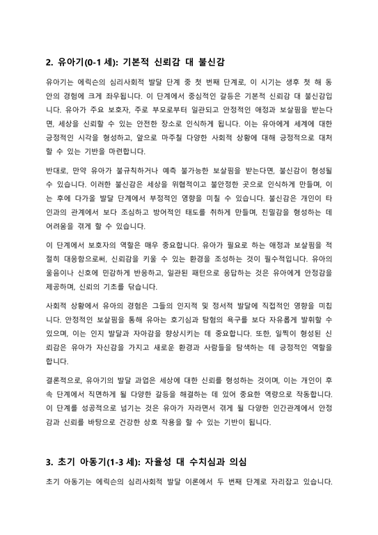 에릭슨의 심리사회적 발달단계를 정리하고 현재 자신이 해당되어 있는 발달단계와 그 발달단계를 성공적으로 보내기 위한 발달과업을 제시하시오 사회과학