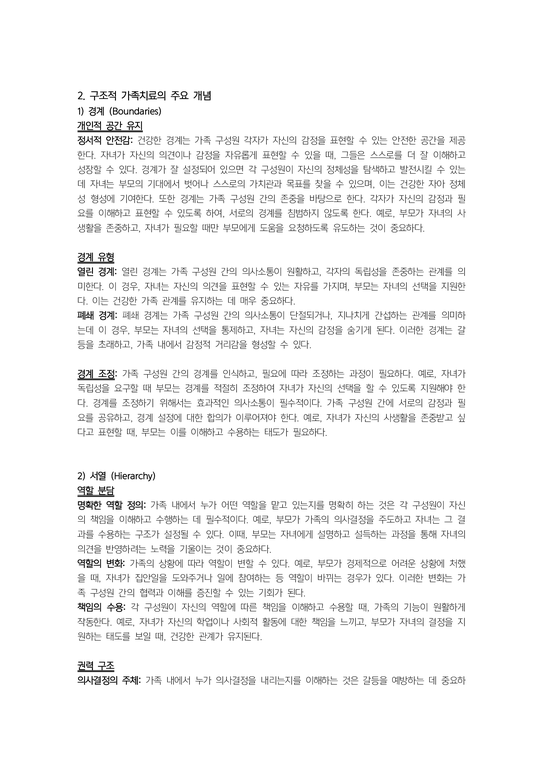 가족상담및가족치료 우리나라의 대표적 가족문제를 한 가지 선정하고 구조적 가족치료의 주요개념을 적용할 때 이러한 문제는 어떻게