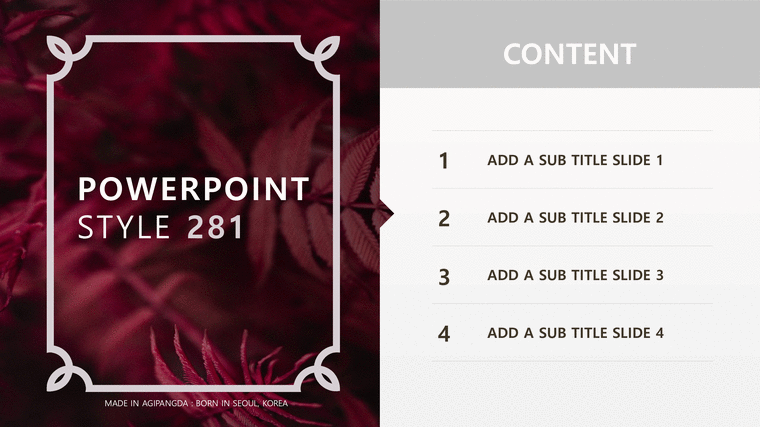 281 자연 적색 붉은 잎사귀 액자형 배경 PPT 파워포인트 템플릿 (by 아기팡다) - PPT 일반