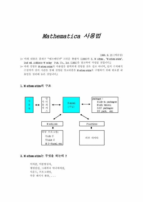 수치해석 mathematica manual - 기타