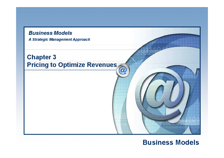 비지니스모델 chapter3 Pricing to Optimize Revenues - 경제경영