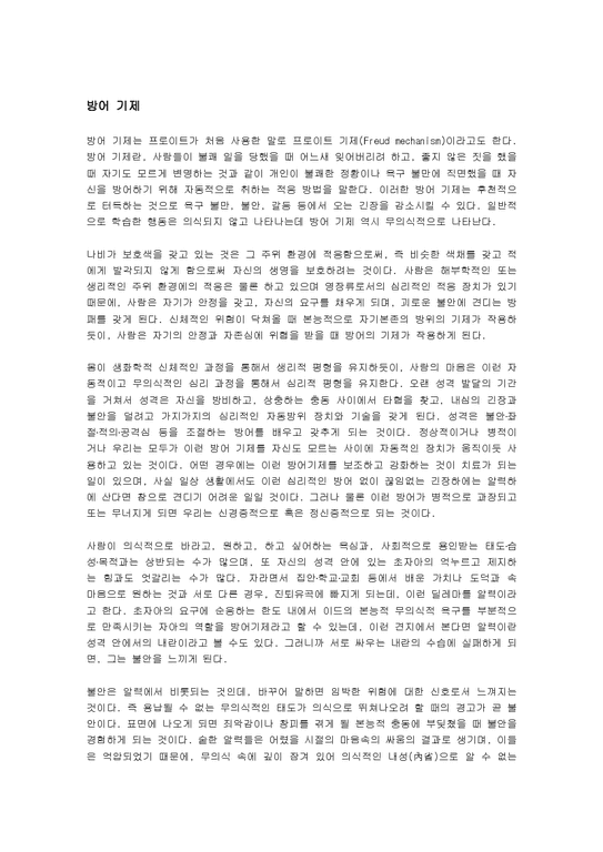 불안과 방어기제 - 기타