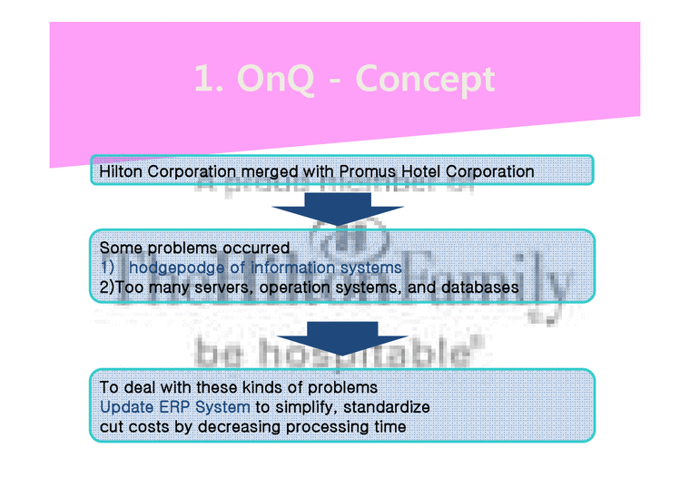 MIS Hilton hotel`s OnQ(힐튼호텔의 ONQ) 영문 - 경제경영