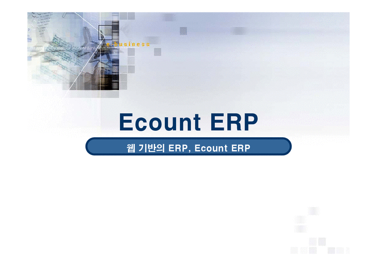 경영정보학 Ecount ERP -웹 기반의 ERP Ecount ERP - 경제경영