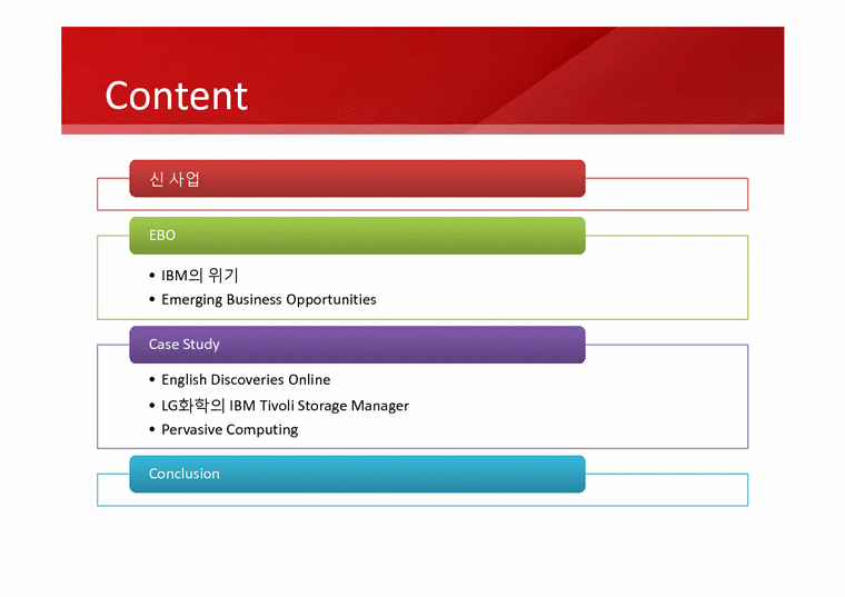기술경영 IBM EBO(emerging Business opportunities) - 경제경영