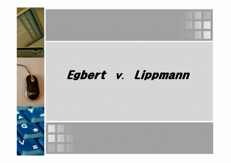 산업재산법 에그버트(Egbert)와 리프만(Lippmann)(영문) - 사회과학