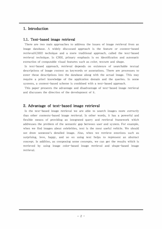 정보검색론 텍스트 기반 이미지 검색(Text-based image retrieval)(영문) - 자연/공학