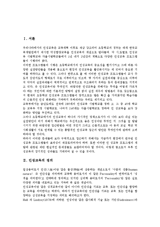 초등학교 인성교육 인성교육 인성교육 정의 중요성 원리 초등학교 인성교육 프로그램 도덕교육 실행방법 초등학교 인성교육 사례 방향 인문교육