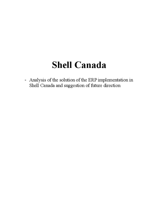 MIS Shell Canada사의 ERP 사례(영문) - 경제경영