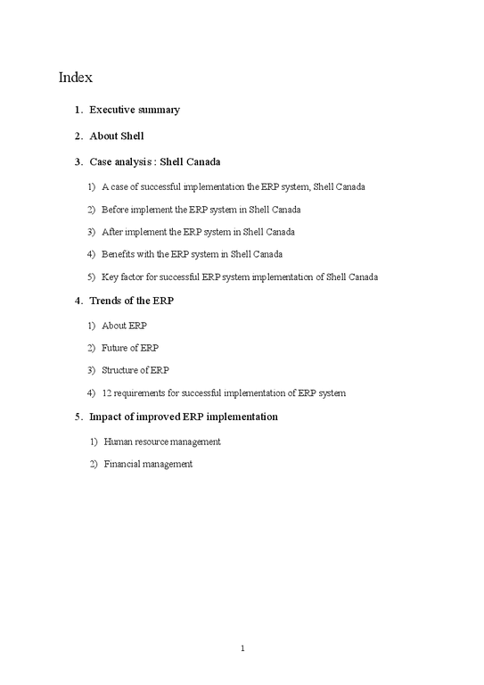 MIS Shell Canada사의 ERP 사례(영문) - 경제경영