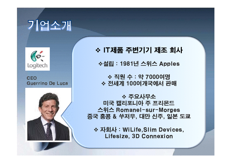 마케팅 LG로지텍 환경분석 및 SWOT 4P분석 - 경제경영