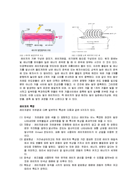 광학세계 - 레이저(LASER)의 정의 레이저의 원리 레이저의 특징 레이저의 종류 레이저의 이용 - 자연/공학