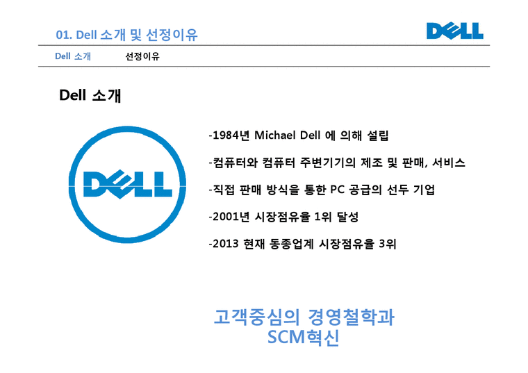 Dell 컴퓨터의 SCM - 경제경영