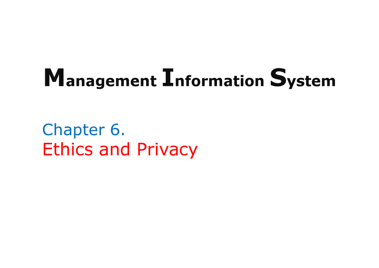 Chapter 6. Ethics and Privacy - 경제경영