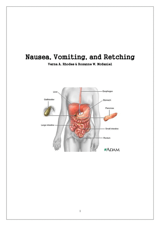 Nausea Vomiting and Retching - 인문/교육