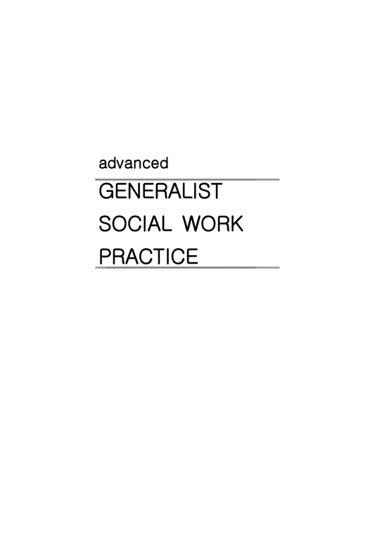 원서번역 Advanced Generalist Social Work Practice 저자 David S Derezotes ...