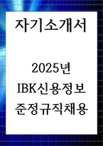 2025년 IBK신용정보 준정규직채용 자기소개서 - 자기소개서