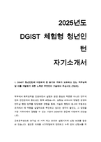 2025 대구경북과학기술원 DGIST 인턴 자기소개서 - 자기소개서
